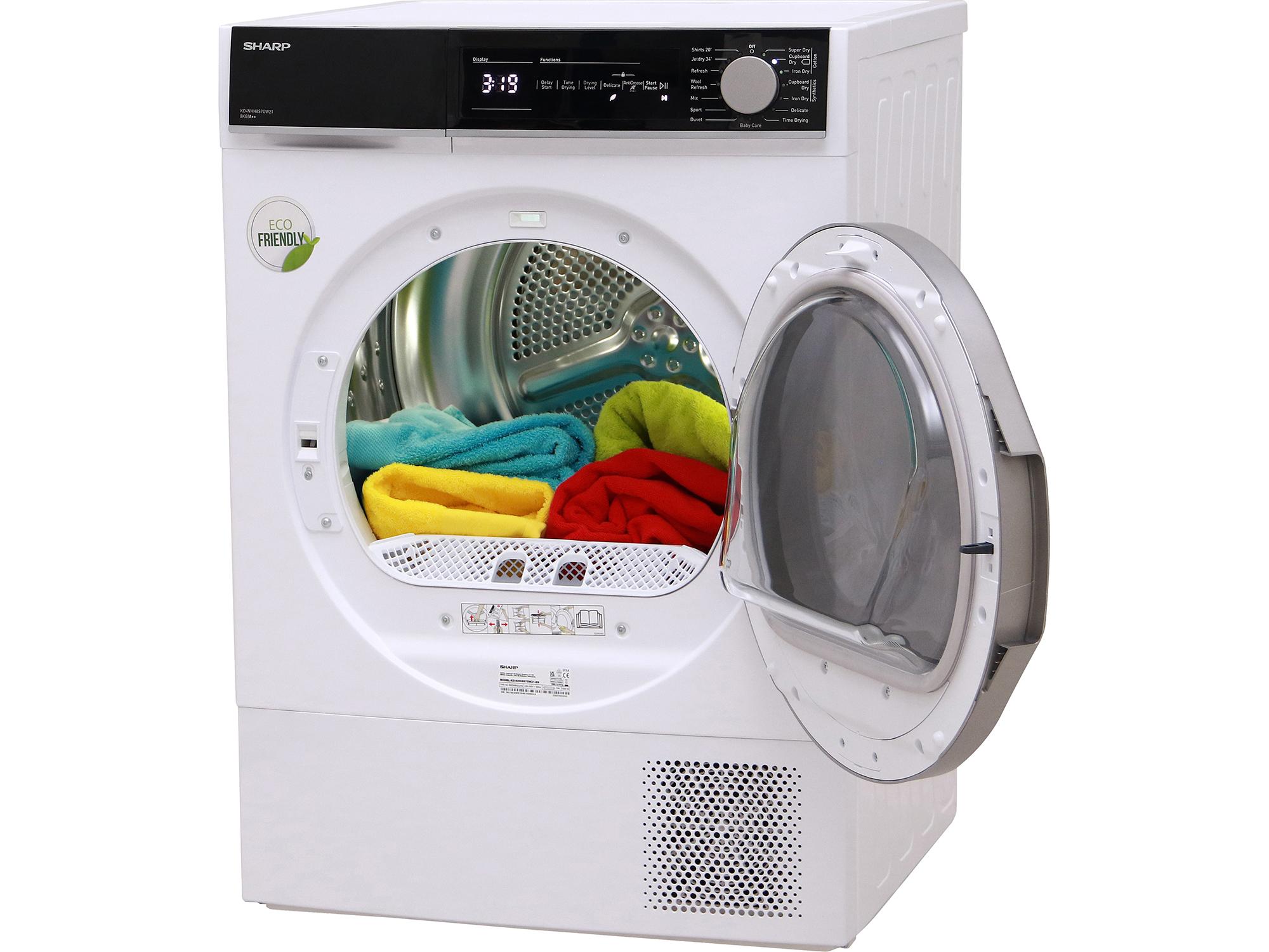 Sharp KD-NHH8S7GW21-EN review | Heat pump Medium Freestanding Tumble dryer - Which?
